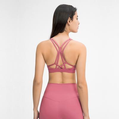 China Shockproof Womens Sports Bra Gathered Moisture Wicking Without Steel Ring for sale