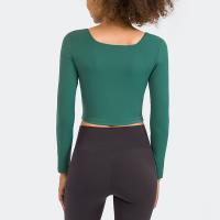 China Ladies Yoga Tops High Elastic Long Sleeve Womens Shirts With Bra for sale