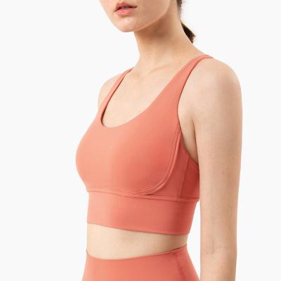 China Shock Absorber Run Womens Sports Bra Nylon Naked Feeling Cross Back for sale
