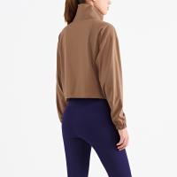 China High Neck Nylon Leisure Ladies Yoga Tops Thicken Semi Zipper For Women for sale