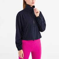 China High Neck Nylon Leisure Ladies Yoga Tops Thicken Semi Zipper For Women for sale