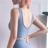 China Full Wrapped Womens Sports Bra Deep U Back Gathering Shock Absorption for sale