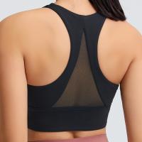 China U Collar Yoga Womens Sports Bra Nylon Stitching Mesh Triangle Back for sale