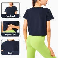 China Nylon Ladies Short Sleeve Running Top Loose Casual Fitness Yoga Sports T Shirt for sale