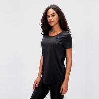 China Fitness Ladies Yoga Tops Moisture Wicking High Elastic Naked Feeling for sale