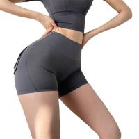 China Buttocks Back Pocket Yoga Pants High Waisted Booty Scrunch Workout Shorts for sale