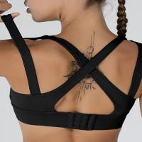 China Moisture Wicking Large Cup Sports Bra Plus High Elastic Double Shoulder Yoga Bra for sale