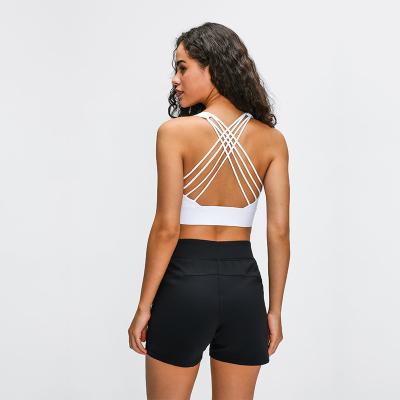 China Longline Womens Padded Womens Sports Bra Widened Hem Shockproof Cross Back for sale