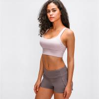 China Longline Womens Padded Womens Sports Bra Widened Hem Shockproof Cross Back for sale