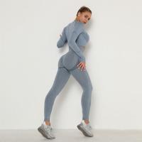 China FashionThumb Hole Womens Seamless Gym Yoga Set High Waist Leggings Clothes for sale