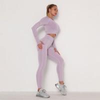 China FashionThumb Hole Womens Seamless Gym Yoga Set High Waist Leggings Clothes for sale