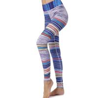 China Multicolor Moisture Wicking Workout Patterned Yoga Pants Rainbow Color Polyester Spandex for sale