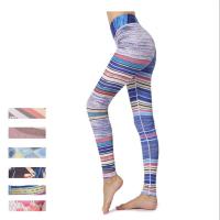 China Multicolor Moisture Wicking Workout Patterned Yoga Pants Rainbow Color Polyester Spandex for sale