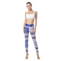 China Multicolor Moisture Wicking Workout Patterned Yoga Pants Rainbow Color Polyester Spandex for sale
