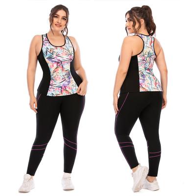 China Nylon Plus Size Crop Top And Leggings Printed Quick Drying Yoga Set clothes for sale