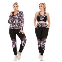 China 3XL Plus Size Workout Clothes Set Moisture Wicking Oversize 3 Piece Yoga Set for sale