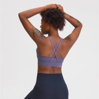 China OEM Naked Feeling Medium Support Cross Back Womens Sports Bra Logo Printing for sale