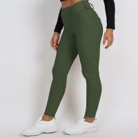 China Green Printed Horse Riding Pants Nylon Full Seat Silicone Leggings With Phone Pocket for sale
