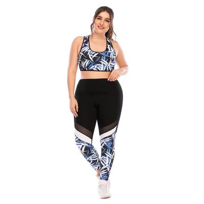 China Plus Size Yoga 2 Pcs Sets Shockproof Non See Through Sports Bra And Leggings Set for sale