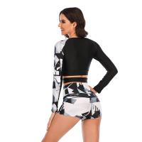 China Long Sleeve Bathing Womens Surfing Suits Sexy Cross Split Printed Foral for sale