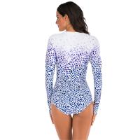 China Zipper Front One Piece Long Sleeve Swimsuit Printing High Elastic Thumb Cuff for sale