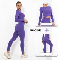 China 14 Colors Seamless Yoga Set Clothes High Elastic Sweat Wicking Hip Lift Sports Suit for sale