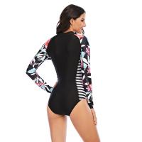 China UPF 50 Women's Athletic One Piece Swimsuit Printed Zip Front One Piece Bathing Suit for sale