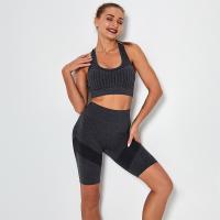 China Seamless Yoga Bra And Shorts Set Soft Nylon Sexy 2 Piece Knit yoga Short Set for sale