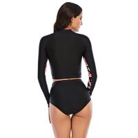 China Sunscreen Long Sleeve 2 Piece Swimsuit Round Neck Womens Long Sleeve Surf Suit for sale