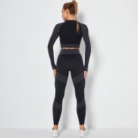 China Knitted Womens Seamless Workout Sets High Elastic Two Piece Workout Sets Long Sleeve for sale