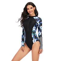 China Zipper Womens Surfing Suits Polyester Long Sleeve One Piece Bathing Suit for sale
