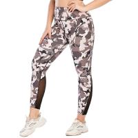 China Camo Plus Size Printed Patterned Yoga Pants High Waist With Mesh for sale