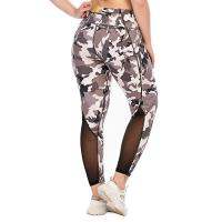 China Camo Plus Size Printed Patterned Yoga Pants High Waist With Mesh for sale