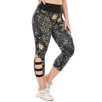 China Oversized Printed Hollow Out Yoga Pants Women Breathable Gym Leggings for sale