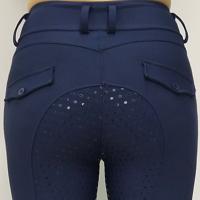 China Womens Horse Riding Pants Navy Blue Front Pocket Full Seat Silicone Grip Breeches for sale