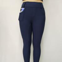 China Womens Horse Riding Pants Navy Blue Front Pocket Full Seat Silicone Grip Breeches for sale