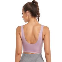 China Deep U Type Crop Top Sports Bra Shockproof Gathered Shock Absorber Run Bra for sale
