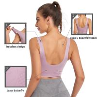 China Deep U Type Crop Top Sports Bra Shockproof Gathered Shock Absorber Run Bra for sale