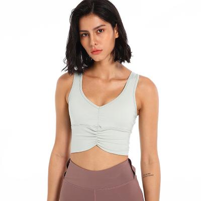 China Gathered Plus Size Yoga Bra Shockproof Y Shape Women Fitness Sports for sale