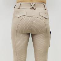 China New Beige Women's Full Seat Riding Breeches Quick Dry Four Way Stretch Riding Pants for sale