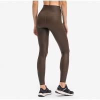 China Hidden Pocket Yoga Pants Nude Gilded Women Matte Faux Leather Leggings for sale