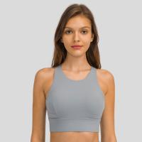 China Padded Womens Sports Bra Y Shaped Back Shockproof wirefree High Neck Sports Top for sale