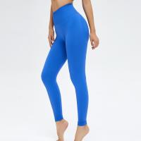 China Blue Elastic Seamless High Waisted Tummy Control Workout Leggings for sale
