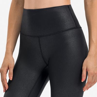 China Womens High Waisted Yoga Pants Capri Gilded Nude Skin Friendly for sale