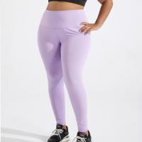China Womens Athletic Soft Purple Plus Size Yoga Pants Tummy Control High Elastic for sale