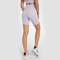 China Nylon Running Women's High Waisted Yoga Shorts With Side Pockets Sports Shorts for sale