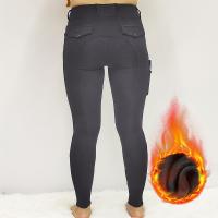 China Brushed Winter Grey Horse Riding Leggings Full Seat Grip For Women for sale