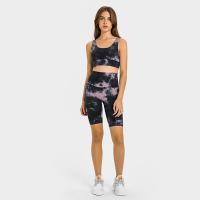 China Women Tie Dye Workout Sets 2 Piece U Type Sports Bra And Yoga Pants Set for sale