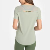 China Athletic Ladies Yoga Tops / Short Sleeve Workout Shirts With Breathable Mesh for sale
