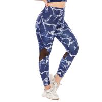 China Breathable Exercise Patterned Workout Pants Polyester Spandex Mesh Stitching for sale